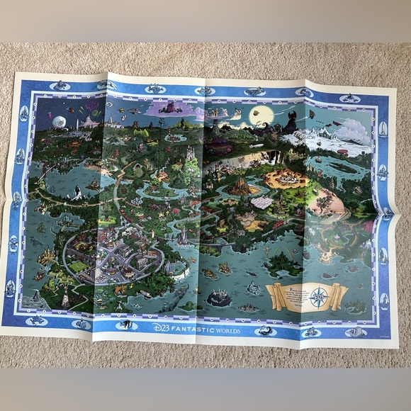 Disney | Art | Disney Fan Club Fantastic Worlds Map | Poshmark